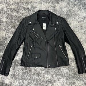 Express | Jackets & Coats | Nwt Express Black Leather Moto Jacket ...